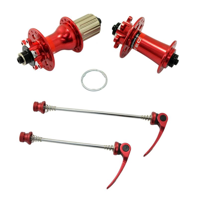 NOVATEC D791SB + D792SB MTB 28 Hole Disc Hubs w/Skewers,1 Pair, Red, NA2355- Axle material: AL7075- International 6 Hole...
