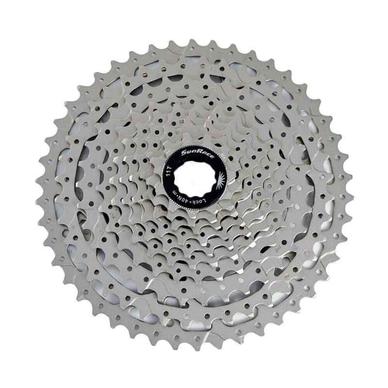 SunRace CSMS3 Wide Ratio Cassette 11-46T, 10 Speed, Silver, ST1880- 6 Sprockets on 2 Alloy Spider Carriers- Color: Silve...