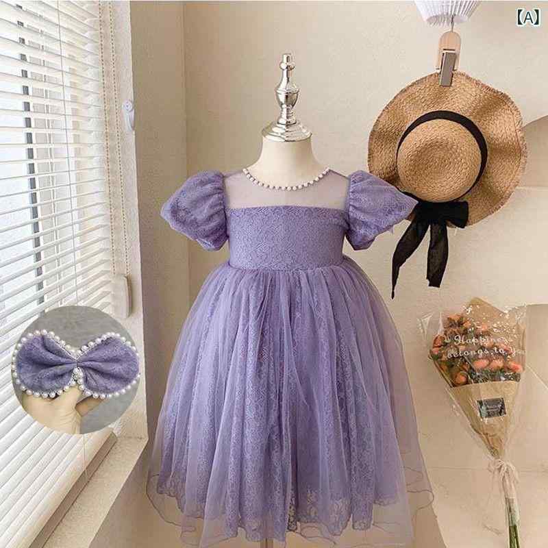 女の子の超 美しい 妖精 プリンセス ドレス 2022 新しい 子供の レースの ドレス 女の 赤ちゃん パフ スリーブ 甘い スカートスタイル: プリンセススタイル生地名: コーデュロイスカートカテゴリー: サスペンダースカート/タンクス...