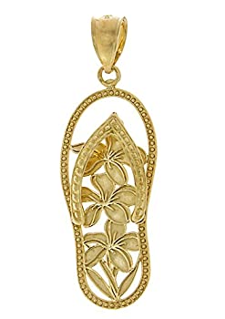 【中古】【輸入品・未使用】14?Kイエローゴールドマリンチャームペンダント、ハワイアンフラワーカットアウトFlip Flop【メーカー名】Million Charms【メーカー型番】NAC-1165【ブランド名】Million Charms...