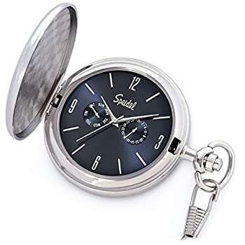 【中古】【輸入品・未使用】Speidel 懐中時計 クラシック つや消しサテン 刻印可能 14インチチェーン 秒針 曜日と日付 サブダイヤル シルバーとブルーの文字盤。【メーカー名】Speidel【メーカー型番】【ブランド名】Speidel...