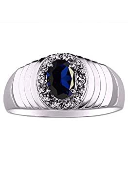 【中古】【輸入品・未使用】Genuine Diamond &自然楕円形ブルーサファイアリングで設定スターリングシルバー。925【メーカー名】Rylos【メーカー型番】SL-MR3057SW-08-FBA2【ブランド名】Rylos【商品説明】...