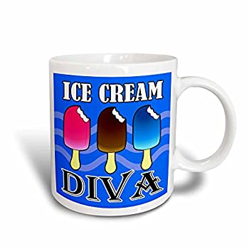【中古】【輸入品・未使用】3dローズJanna Salak Designs Sweet Treats???IceクリームDiva???Kawaiiアイスクリーム???ブルー???マグカップ 11 oz ホワイト mug_43166_3【メー...