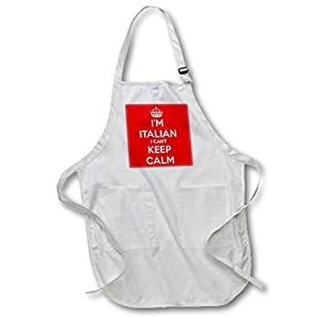 【中古】【輸入品・未使用】(White-Full) - 3dRose I Cant Keep Calm Im Italian Red%カンマ% Full Length Apron%カンマ% 60cm by 80cm%カンマ% White%カ...