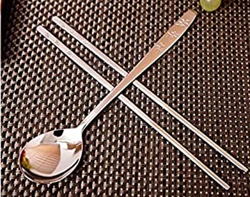 【中古】【輸入品・未使用】[KITSM SENSE] ステンレススチールスプーンと箸12セット / Stainless Steel Spoon and Chopsticks 12Set / リーフパターン / Leaf pattern / ...