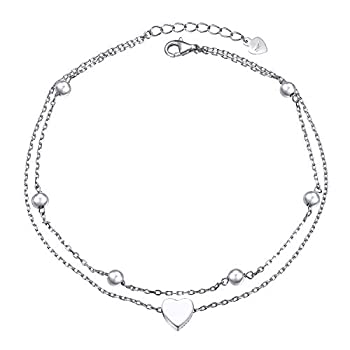 【中古】【輸入品・未使用】Flyow アンクレット レディース S925 スターリングシルバー 調節可能な足ビーズ ハートチャーム アンクルブレスレット アンクレットジュエリー%カンマ% S925スターリングシルバー。%カンマ%【メーカー名...