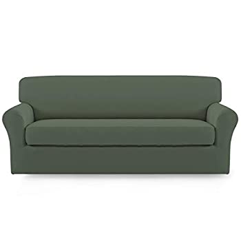 【中古】【輸入品・未使用】Easy-Going 2ピース マイクロファイバー ストレッチ ソファ スリップカバー ? スパンデックス ソフトフィット ソファ カウチカバー 洗える家具プロテクター ゴム底付き 子供 ペット (ソファ、グレー系...