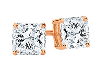 【中古】【輸入品・未使用】1/2-2カラット総重量プリンセスダイヤモンドスタッドイヤリング 4プロングスクリューバック (I-Jカラー I1-I2クラリティ)【メーカー名】Houston Diamond District【メーカー型番】HD...
