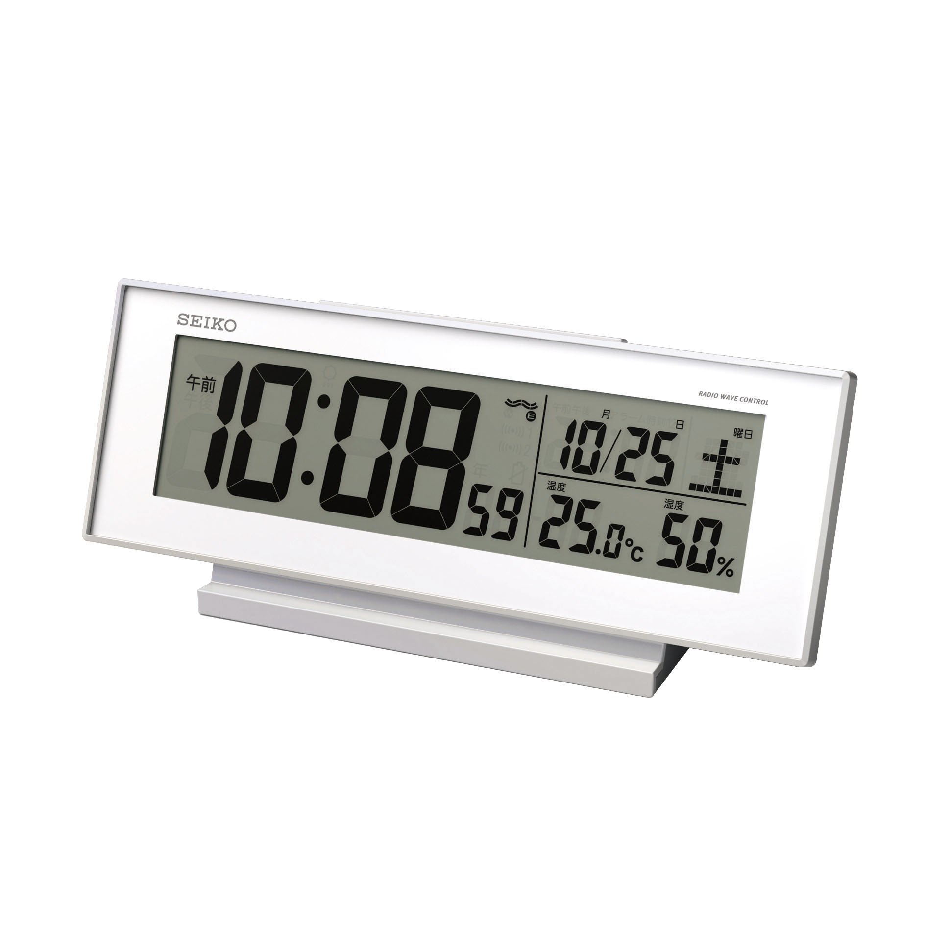 【メーカー名】セイコークロック(Seiko Clock)【メーカー型番】【ブランド名】Seiko【商品説明】セイコー クロック 目覚まし時計 常時点灯 電波 デジタル カレンダー 温度 湿度 表示 夜でも見える 白 SQ762W SEIKO...