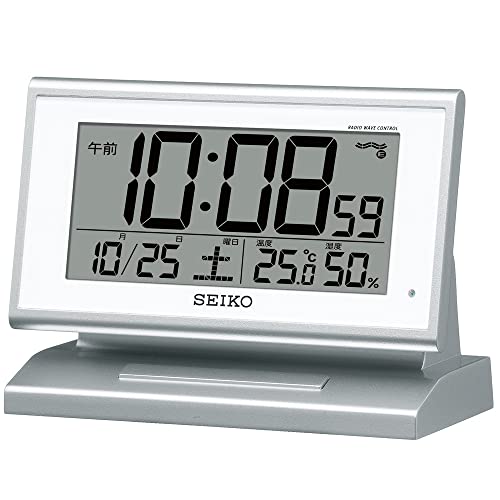 【メーカー名】セイコークロック(Seiko Clock)【メーカー型番】【ブランド名】Seiko【商品説明】セイコークロック(Seiko Clock) 目覚まし時計 自動点灯 電波 デジタル カレンダー 温度 湿度 表示 夜でも見える 銀色...