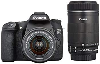 【中古 良品】Canon デジタル一眼レフカメラ EOS 70D ダブルズームキット EF-S18-55 IS STM/EF-S55-250 IS STM付属 EOS70D-WKIT【メーカー名】キヤノン【メーカー型番】EOS70D-WKI...