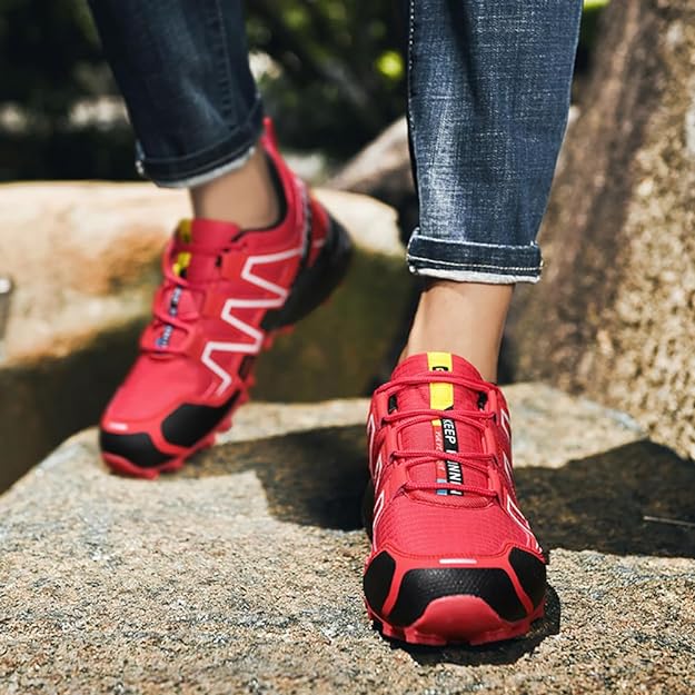 トレッキングシューズ メンズ レディース 登山靴 キャンプ 山登り シューズ ハイキングシューズ ウォーキングシューズ アウトドアシューズ おしゃれ 初心者 軽量 24.5cm-29.0cm 長時間着用しても蒸れにくい通気性メッシュ素材のイ...