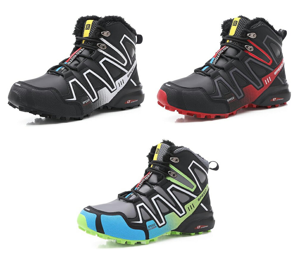 メンズ トレッキングシューズ 登山靴 ハイカット 防寒靴 アウトドア 防水 ハイキングブーツ 裏起毛 軽量 滑らない 人気 厚底 革 スノーブーツ 冬靴 幅広 歩きやすい 綿雪靴 大きいサイズ レースアップ ジャングル 24.5cm-28....