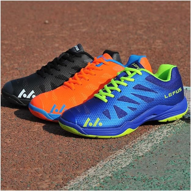 バドミントンシューズ メンズ レディース 卓球シューズ ジュニアバドミントレーニングシューズ テニスシューズ 軽量 滑り止め 通気性 衝撃吸収 クッション性 体育館シューズ 男女兼用 23.0cm-27.5cm 靴底の独特な模様のデザインは...