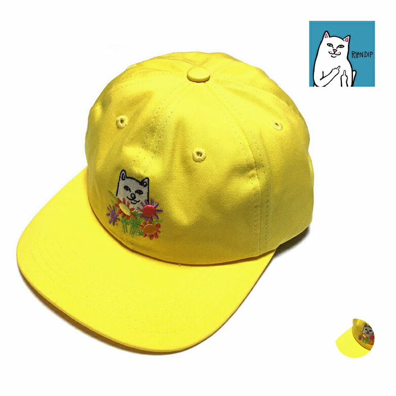 RIP N DIP リップンディップ Nermcasso Hat キャップ ユニセックス 【 送料無料 】 ripndip 猫 ネコ cat 刺繍 cap ストリート系 スケーター ファッション インポート ブランド イエロー ワンサイズ ...