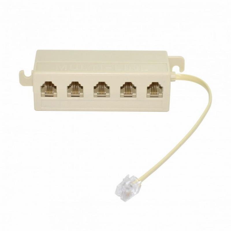 Cablecc 5 Way Outlet 6p4 C rj11 rj12電話電話モジュラージャックスプリッタアダプタベージュ1-in-5-out5ウェイアウトレット6p4 C rj11 rj12電話ラインスプリッタアダプターベージュ1-in...
