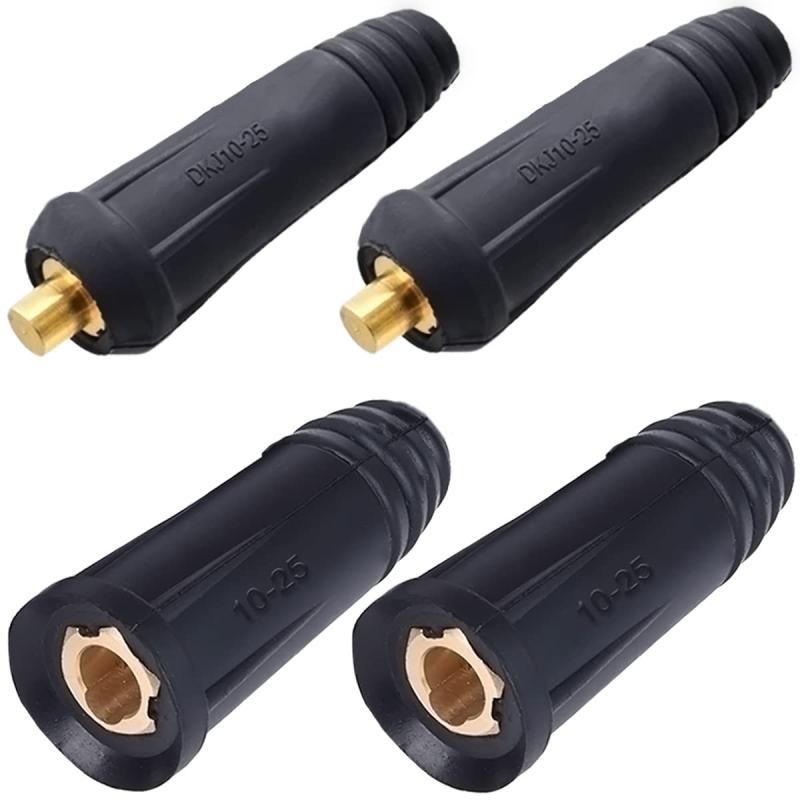 EATBALE 溶接ケーブルジョイントクイックコネクタペア DINSE スタイル 100Amp-200Amp DKJ10-25 DKZ10-25 SQ-MM (#6-#4) オス-メス溶接機アクセサリー 2 セット用途：AWGワイヤー#6-...