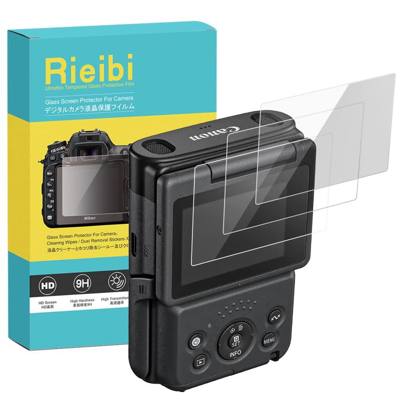 Rieibi【3枚セット】 V10液晶保護フィルム、 canon PowerShot V10液晶強化ガラスプロテクター V10保護フィルム V10強化ガラスフィルム 厚さ0.25MM 薄いタイプ 表面硬度9H 耐衝撃 耐指紋