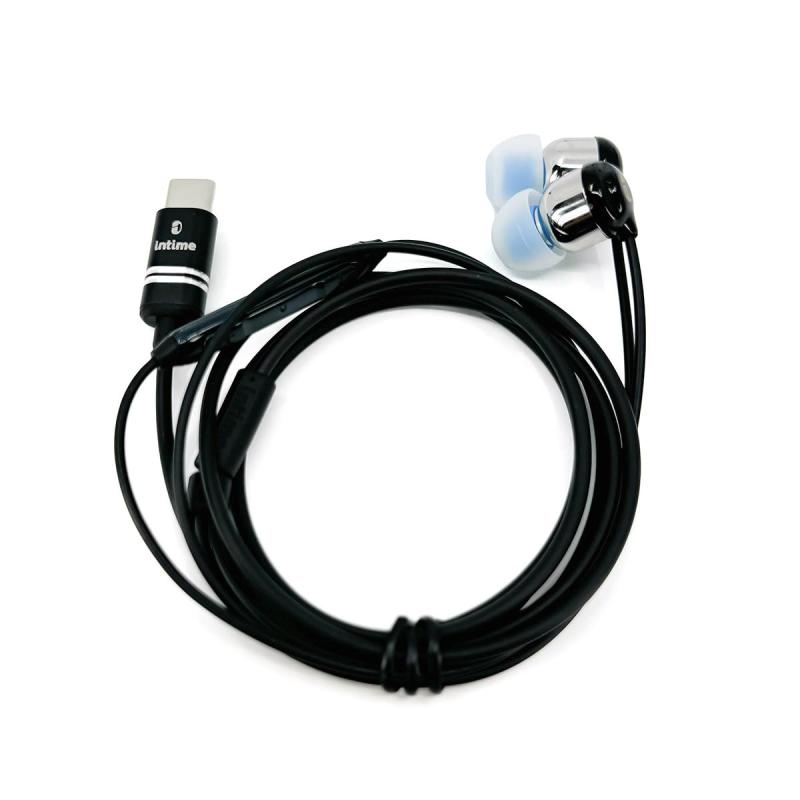 【日本ブランド】 intime(アンティーム) イヤホン 有線 リアルブラック カナル型 USB TYPE-C (リアルブラック USB-C)【パッケージサイズ】幅 約 90×高さ 約 165×マチ 約 20(mm) 【重さ】約 20g(本...