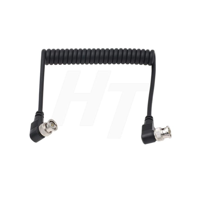 HangTon カメラモニター HD SDI 3G SDI ビデオ 同軸コイルケーブル 75オーム ライトアングル BNC - ライトアングル BNC ケーブル (RA-RA)オスBNCからオスBNC、直角から直角。3G HD-SDI BN...