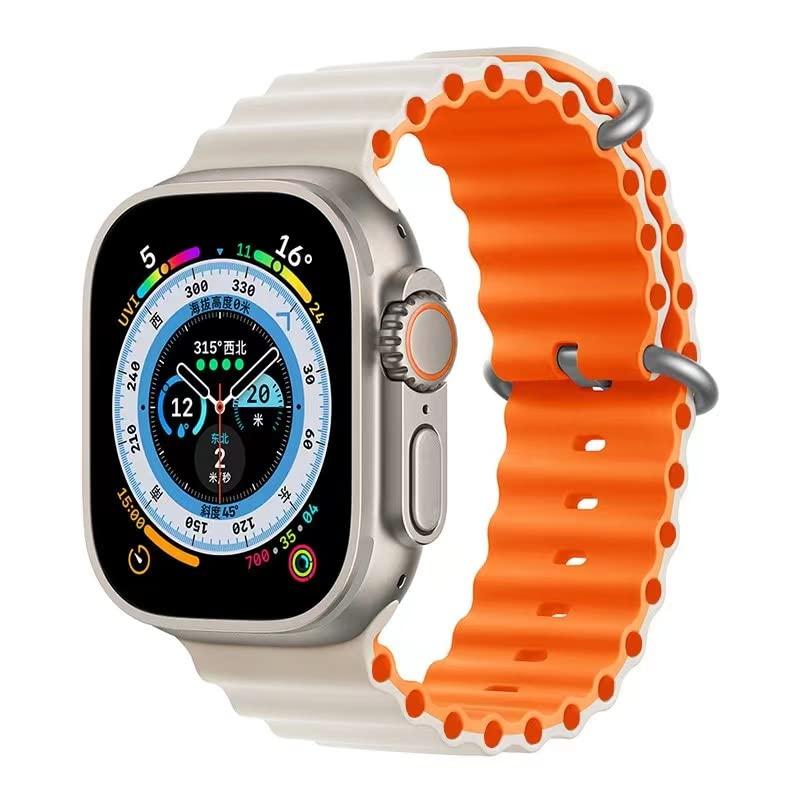コンパチブル オーシャンバンド for apple watch バンド アップルウォッチ ループバンド スポーツバンド 49mm/45mm/44mm/46mm/42mm 41mm/40mm/38mm軽量 耐食性 強靭 エラストマー アジャス...
