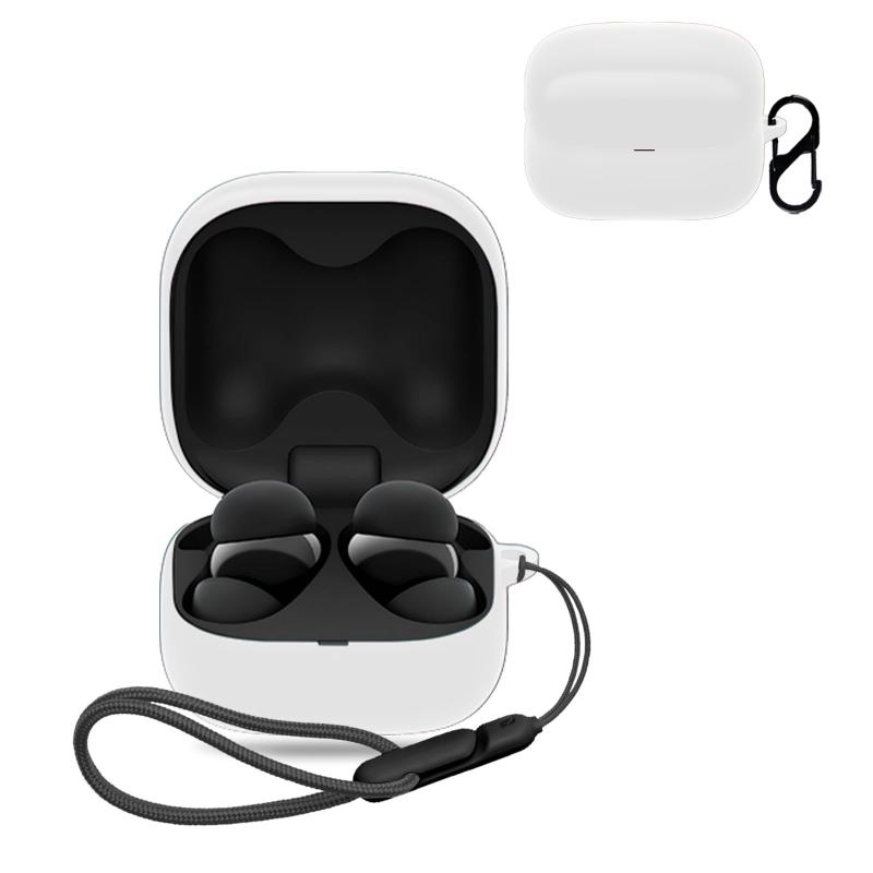 For Sony LinkBuds Fit WF-LS910N 用 ケース カバー 【NOUKAJU】 ワイヤレス イヤーホン シリコン 保護ケース （カラビナ付き+ストラップ付き ） 落下防止 キズ防止 耐衝撃 装着充電可能 防水 防塵 ...