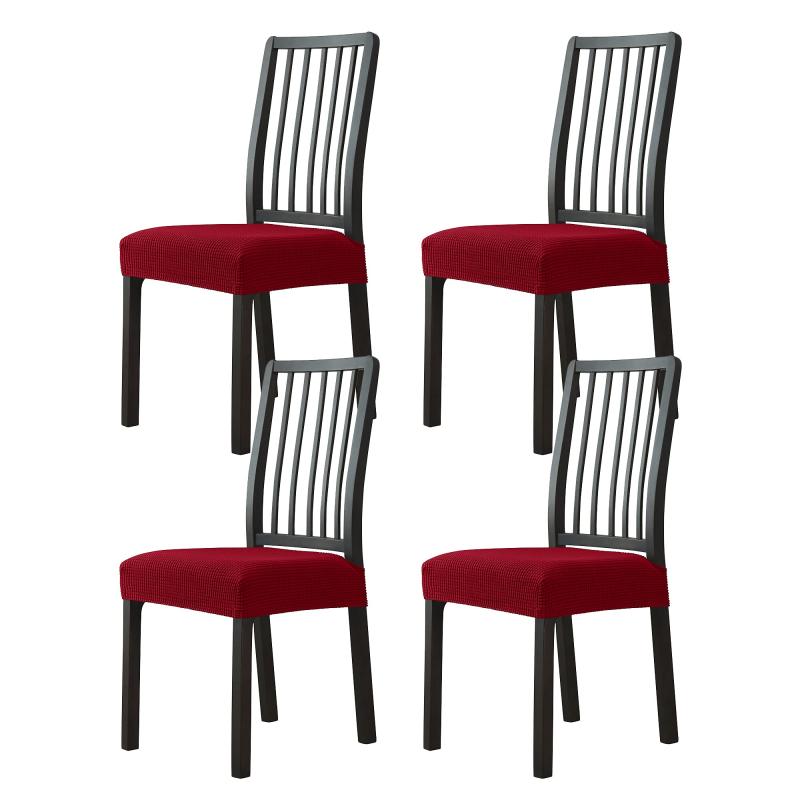 椅子カバー 座面のみ 伸縮素材 座面カバー ストレッチ 張り替え用 洗える 取り外し簡単 肘掛なし用 オールシーズン快適 家庭 パーティー オフィス 4枚セット (赤ワイン)【ストレッチ生地】 ポリエステル＋伸縮性のある生地で、通気性が良く...