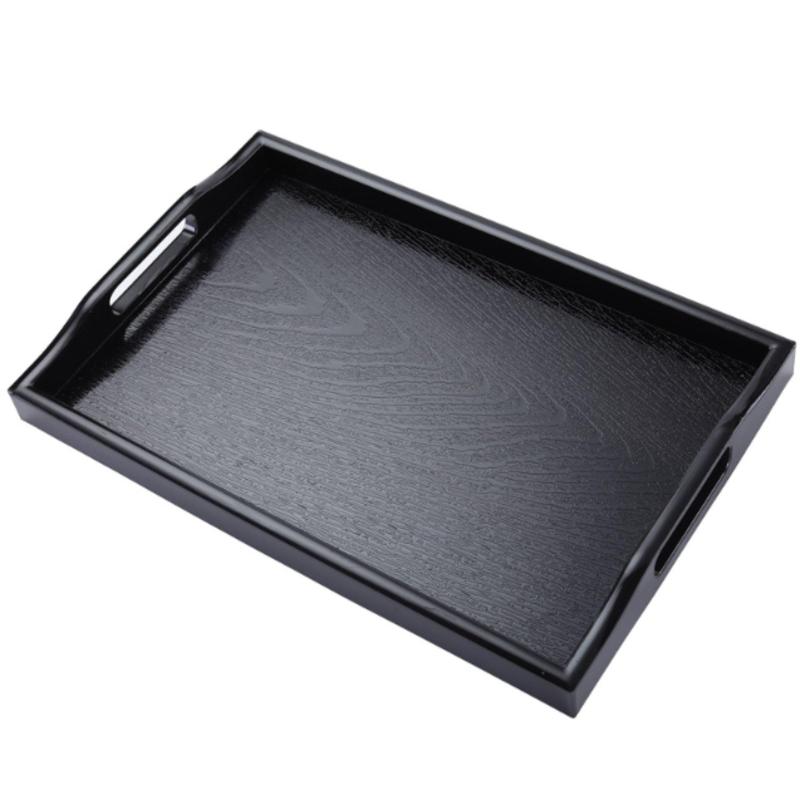 Modest Joy お盆 漆塗り 黒 木目 洗練された光沢 職人 樹脂トレイ おしゃれ 長方形 四角 日本 北欧 洗える 約42×27×4cm【上質な高級トレー】上質な樹脂を使用したお盆で、耐久性と美しさを兼ね備えています。【職人仕上げ】...