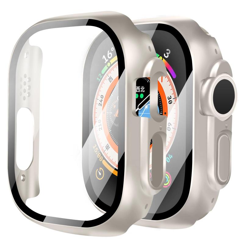 【2枚】YUGYUG 対応 Apple Watch ケース Ultra 3/2/1 Apple Watch カバー PC素材 アップルウォッチ ケース ガラスフィルム 一体型 日本旭硝子材 二重構造 アップルウォッチ カバー 全面保護 強化...