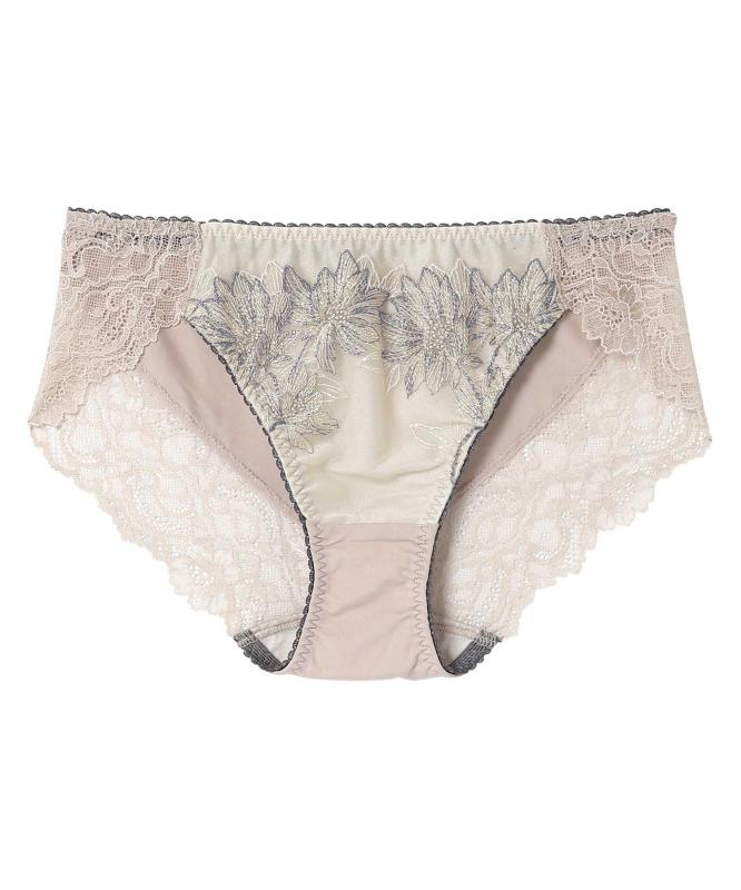 [アンフィ] ショーツ【Day Up Bra デイアップブラ】 BYJ375とペア 縦横に伸びる素材(バック) アウターにひびきにくい(裾) PYJ175レディースたくさんの花が重なり合った華やかで上品なデザイン。繊細なラメ糸とステッチング...