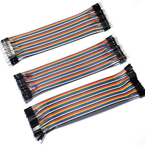 KKHMF 3PCS 120P 1P-1P 20cm ブレッドボード・ジャンパーワイヤ（オス-オス,オス-メス,メス-メス ）120本【製品仕様】ピンコネクタ間隔2.54 mm ;ケーブル長さ20 cm;電流:2A;耐熱性:105℃;耐電圧...