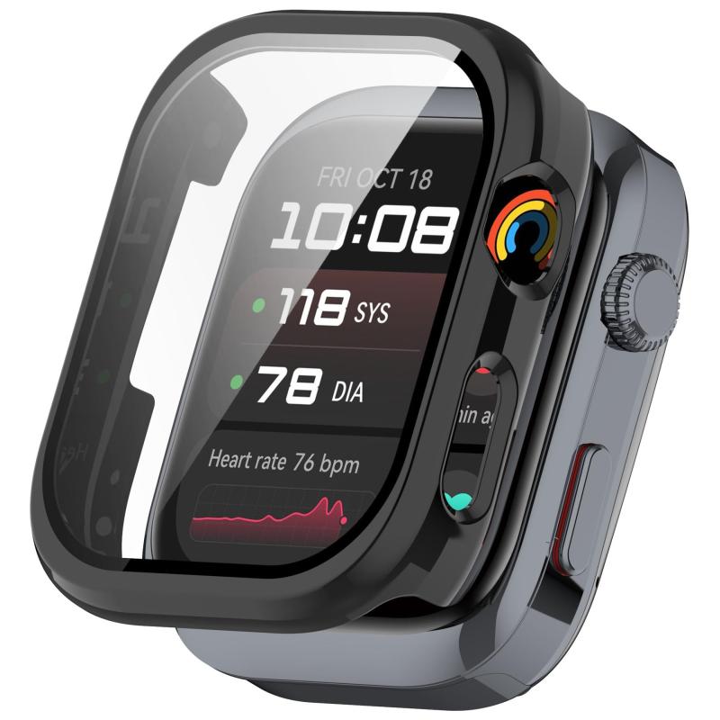 YAODLE For HUAWEI Watch D2 カバー HUAWEI Watch D2 ケース PC素材 ガラスフィルム一体型 全面保護 二重構造 防塵 日本旭硝子材 キズ防止 軽量（ブラック）対応機種：本製品は強化版のHUAWEI ...
