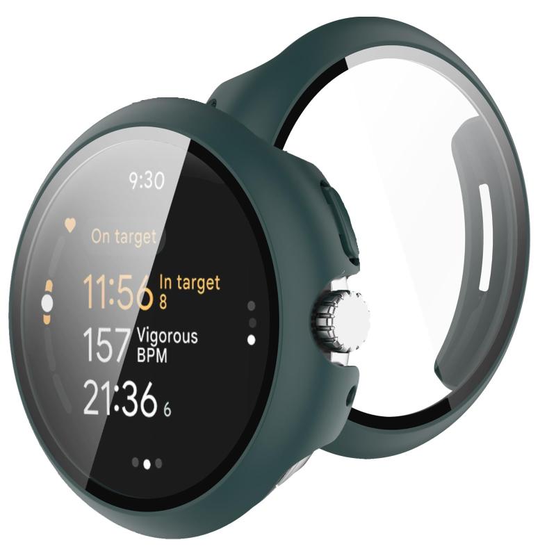 BUITFOU For Pixel Watch 3 カバー 45MM Pixel Watch 3 カバー 超薄型 PC+ガラス素材 一体型 全面保護 超薄型 装着簡単 耐衝撃 高透過率 指紋防止 傷防止（45MM グリーン）【対応機種】本製...