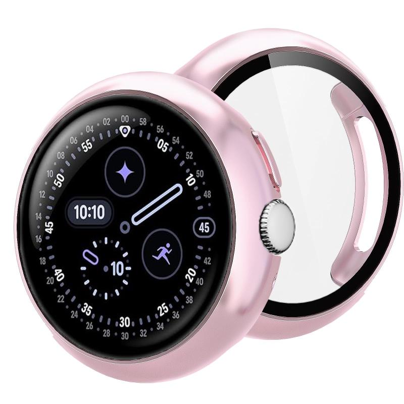 BUITFOU For Google Pixel Watch 4 カバー 45MM Pixel Watch 4 カバー 超薄型 PC+ガラス素材 一体型 全面保護 超薄型 装着簡単 耐衝撃 高透過率 指紋防止 傷防止（45MM,ローズゴール...