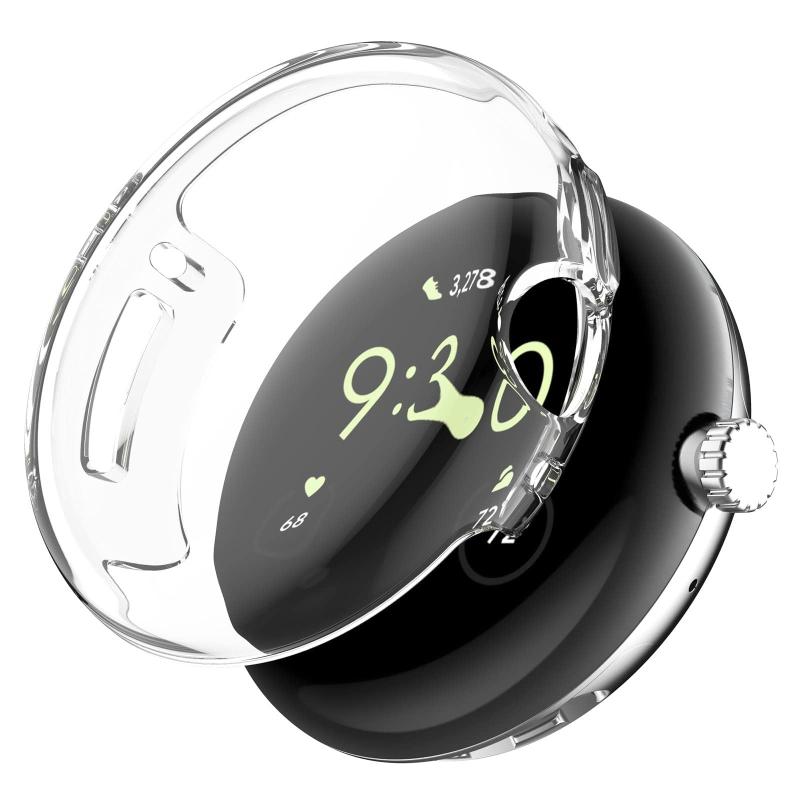 RUIIOCVKK for Google Pixel Watch3 41MM ケース スマートウォッチ 全面保護 フルカバー 耐衝撃 クリア 透明 TPU シリコン 耐衝撃性 落下防止 Pixel Watch 3 41MM 専用カバー (クリア)