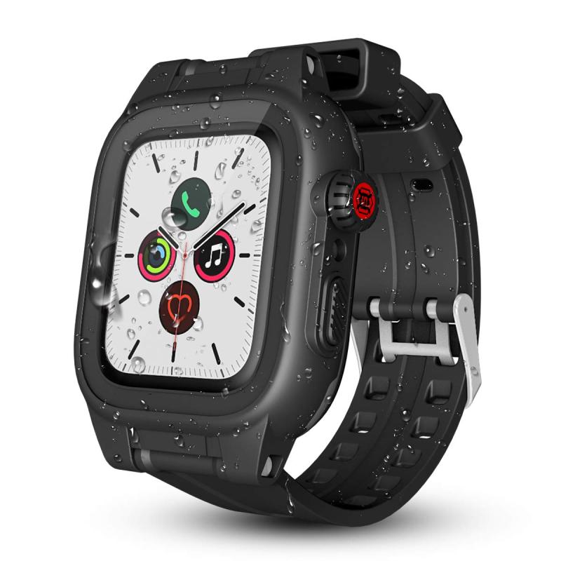 Apple Watch 44mmケース バンド 一体 アップルウォッチ44 バンド カバー 落下衝撃 吸収 シリコンバンド 柔らかい スポーツに向け 装着簡単Apple Watch Series 6/Series 5/Series 4に対応...