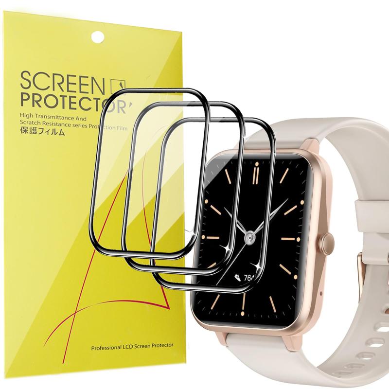 Lamshaw for GRV スマートウォッチ 保護フィルム, [セット] 簡単貼り 全面カバー 汚れ防止 傷防止 貼り替え可能 GRV FC1 1.85インチ スマートウォッチ対応【対応機種】GRV FC1 1.85インチ スマートウォ...