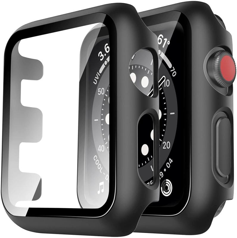 ULOE ケース 対応Apple Watch 38mm 強化ガラス画面カバー PC series2/3 ブラック対応機種 ▏Apple Watch/ アップルウォッチ Series 2 / Series 3 対応 38mm 専用快適な操作性...