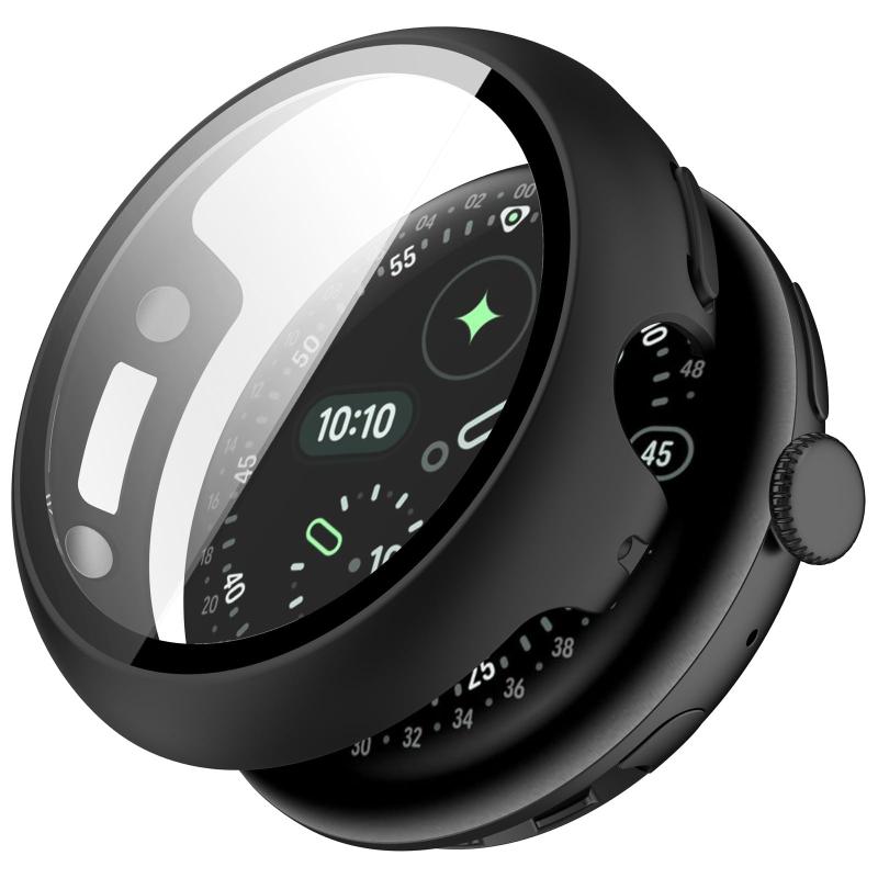 FINON for Google Pixel Watch 4 41mm 用 ケース ガラスフィルム 一体型 用 ケース 軽量 簡易脱着 シンプル (ブラック)対応機種：Google Pixel Watch 4 41mm特徴や注意点：画面の操...