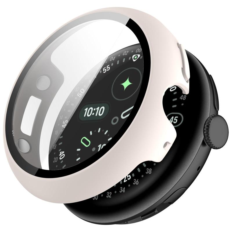 FINON for Google Pixel Watch 4 41mm 用 ケース ガラスフィルム 一体型 用 ケース 軽量 簡易脱着 シンプル (ベージュ)対応機種：Google Pixel Watch 4 41mm特徴や注意点：画面の操...