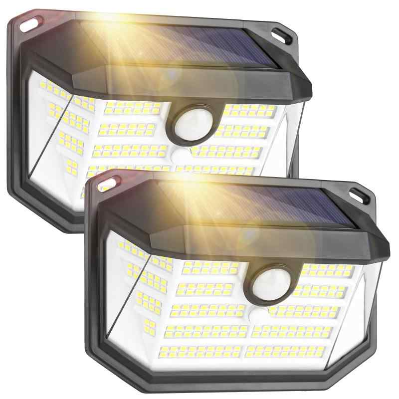 Lenlun センサーライト 屋外 230 LED ソーラーライト 3面発光 3つ知能モード IP65 防水 人感センサーライト 自動点灯 太陽光発電 ガーデン ウォールライト 壁掛け/庭先/玄関/駐車場 設置簡単 防犯【230LED・3面...