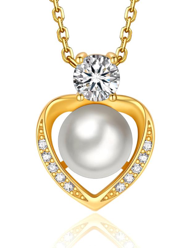 [MomentWish] パールネックレス 一粒 真珠 ネックレス レディース 0.5-1カラット モアサナイト ネックレス チェーン（長40cm＋アジャスター5cm） 記念日プレゼント ギフトボックス付け