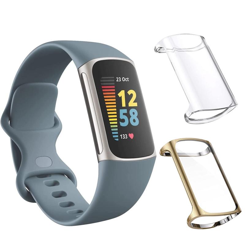 [2 Pack] Haotop ケース Compatible for Fitbit Charge 6/Charge 5,TPU 超薄型オールラウンド保護カバー対応機種：Charge 6/Charge 5 (Not for Charge 4/...