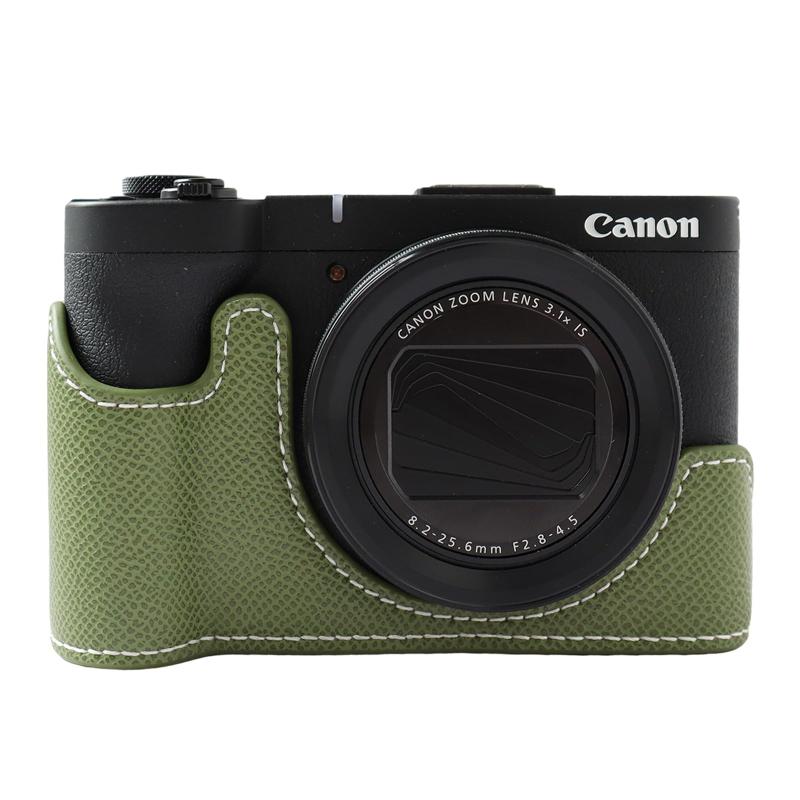 Rieibi Canon PowerShot V1用カメラケース、PUレザーハーフケース