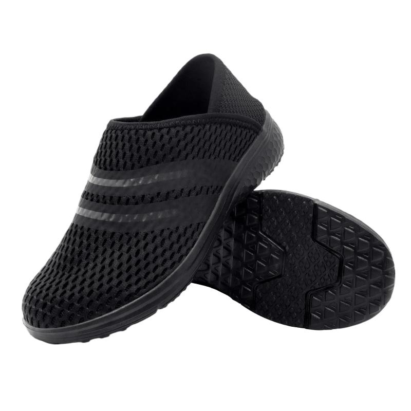 [PEAK JOHN] スリッポン スニーカー かかとが踏める メンズ レディース ナースシューズ 介護 室内 上履き 黒 白 超軽量 2WAY〇2WAY 着脱も簡単: 軽量で通気性に優れたメッシュ素材を使用したかかとが踏めても履ける、2W...