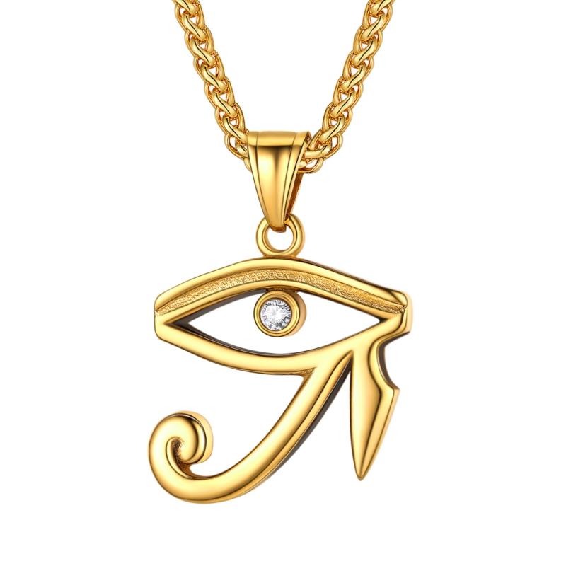 [Suplight] ネックレス メンズ シルバー ステンレス ホルスの目 ラーの目 ペンダント 金属アレルギー対応 エジプト アクセサリー[エジプトネックレス] チェーン：長さ55cm+5cmアジャスター ペンダント：37*26mm[ホル...