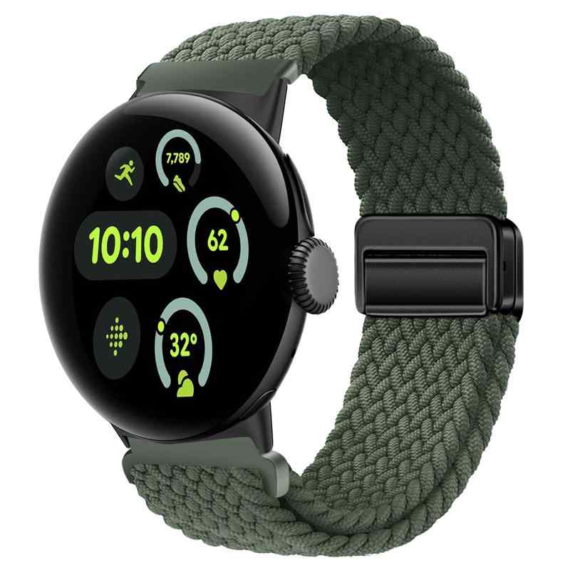 [ULIGADUO] 交換用バンド For Google Pixel Watch 4/ Watch 3スマートウォッチに対応 マルチカラーのナイロン編組 マグネットクラスプこの交換用時計バンドはマルチカラーのナイロンストラップで編まれており...