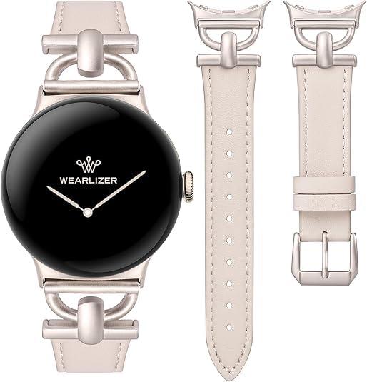 [Wearlizer] Google Pixel Watch 4 バンド 41mm(2025)/3 41mm(2024)/2/1 対応 革 おしゃれD字 ピクセルウォッチ バンド レディース 女性 可愛い 柔らかい レザー 交換ベルト【対応...