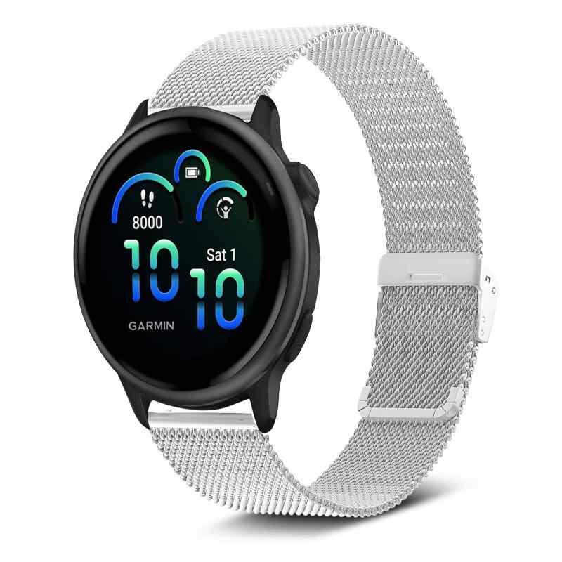 [RoSoki] 20 mm バンド Garmin Vívoactive 6 / Garmin Vívoactive 5 対応 交換ベルト ステンレスチール 金属バンド 替えストラップ 防錆 ステンレス 調整簡単 ビジネス風 男女兼用[20...