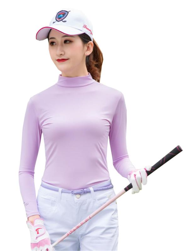 [BEIBANG]レディース ゴルフ UVカット 接触冷感 インナー tシャツ ハイネック 吸汗 速乾 通気 ストレッチ 長袖 日焼け止め ロング 薄手 テニス スポーツ アウトドア トラベル ランニング ゴルフ